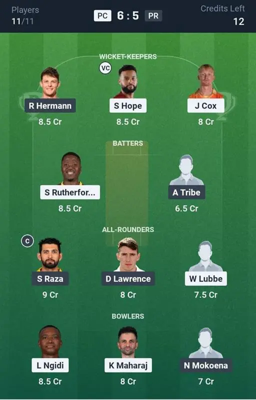 PC vs PR Dream11 Prediction Today Match 25: Fantasy Cricket Tips ...